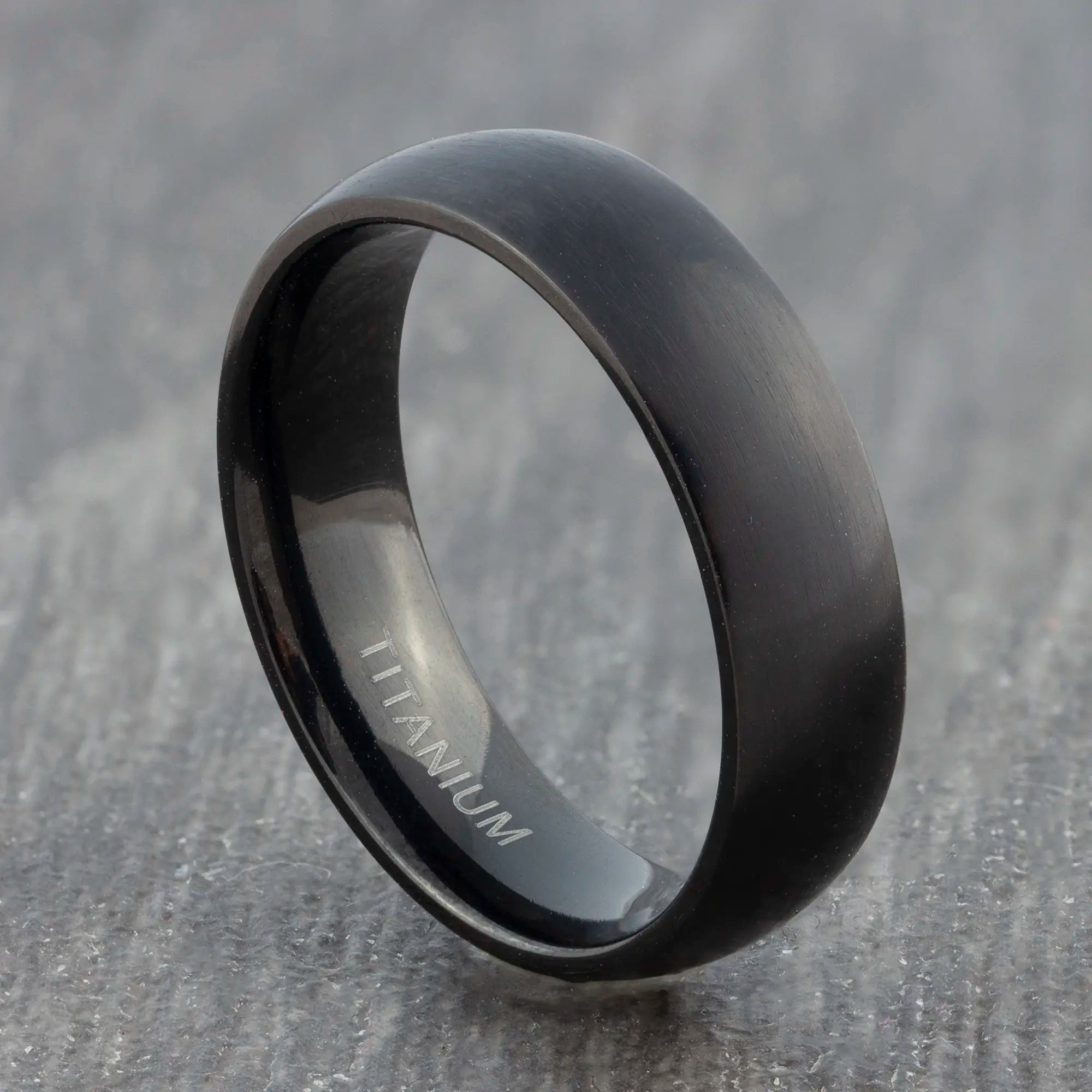 Matte Black 6mm Titanium Wedding Ring - Mens Womens Wedding Band Ring ...